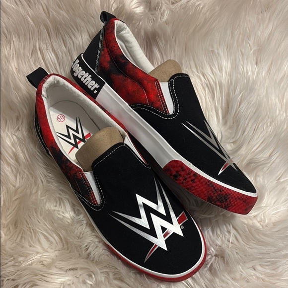 WWE | Shoes | Wwe Black And Red Slipon Sneakers Nwot | Poshmark